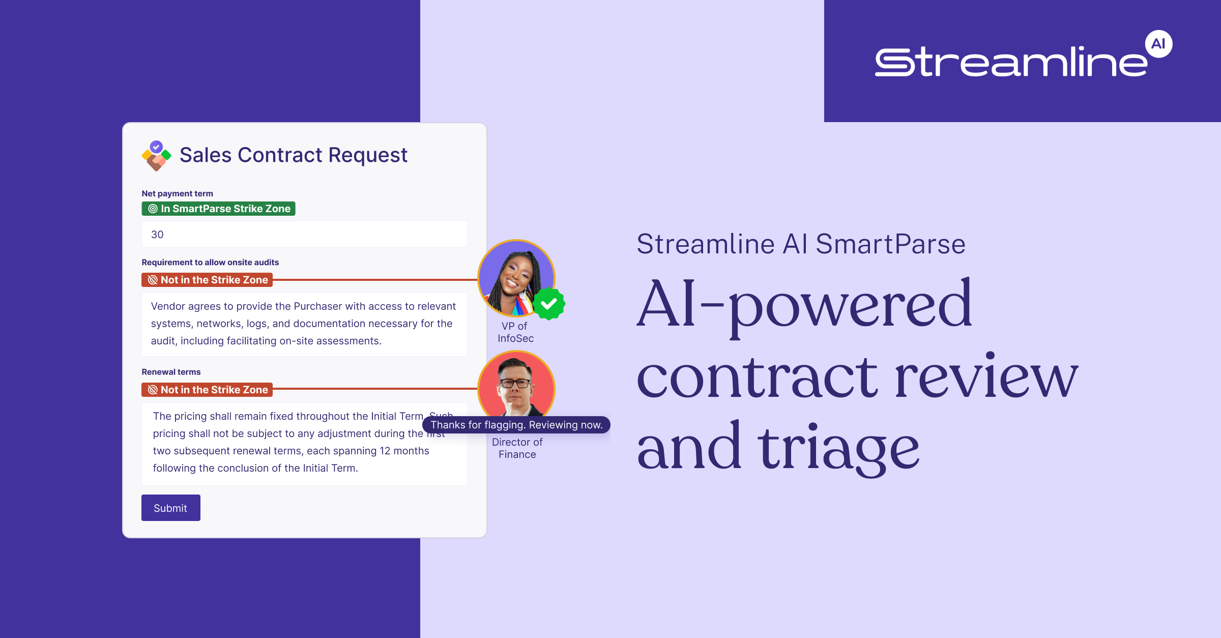 AI-Powered Contract Review and Triage • Streamline AI